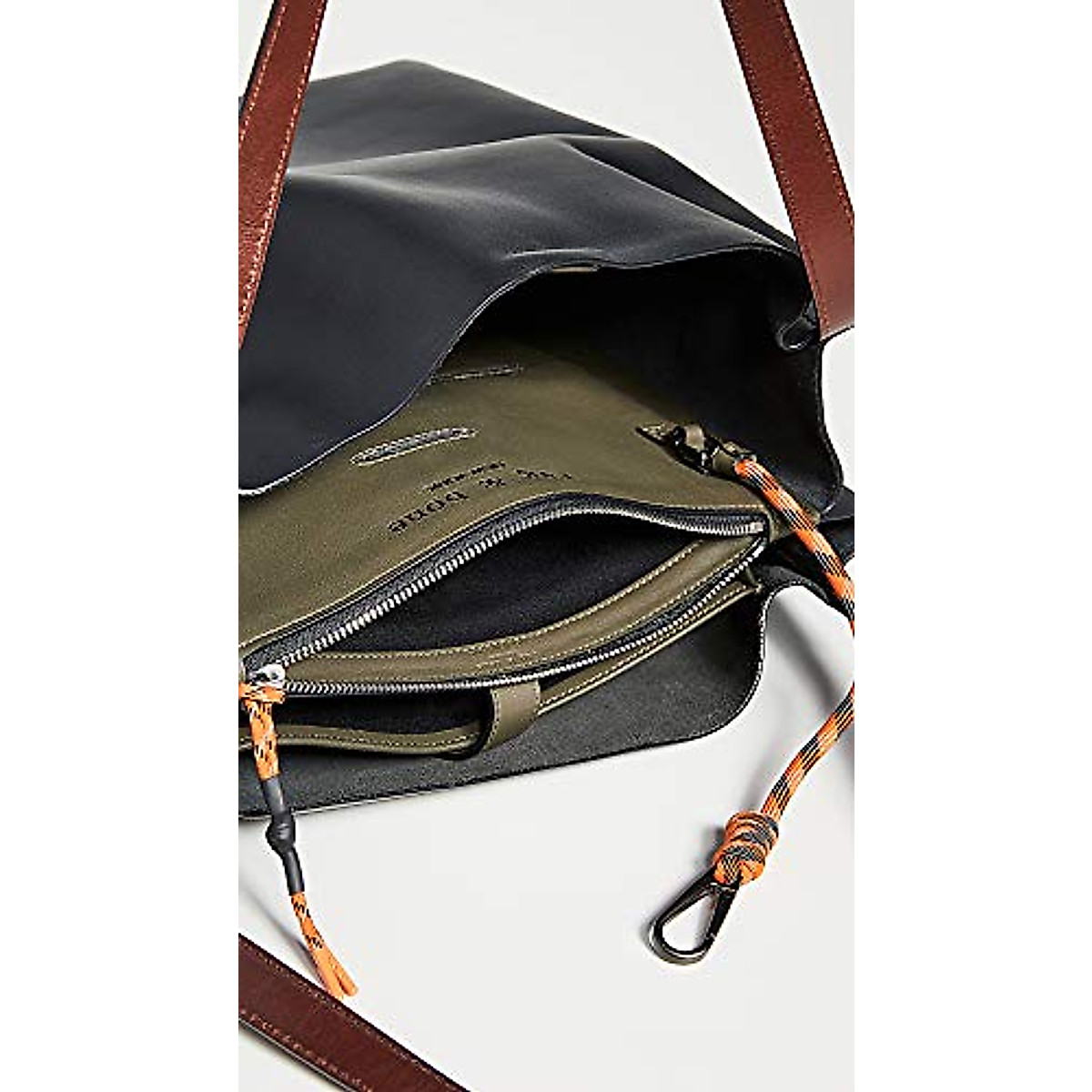 rag & bone Women's Passenger Tote, Black/Olive Night, One Size