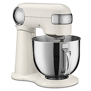 Cuisinart SM-50CRM Precision Master 5.5-Quart 12-Speed Stand Mixer with Mixing Bowl, Chef's Whisk, Flat Mixing Paddle, Dough Hook, and Splash Guard with Pour Spout, Coconut Cream