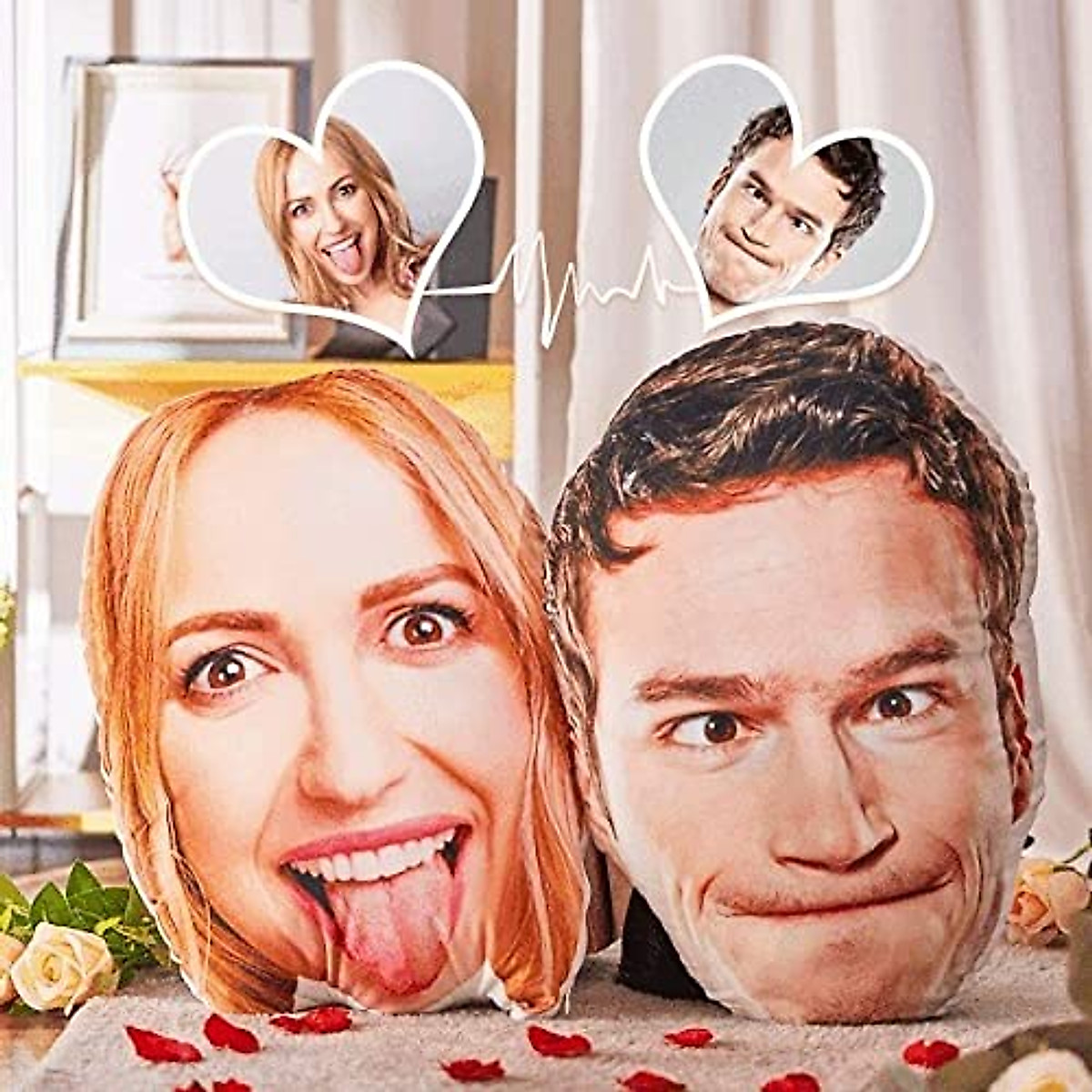 VEELU Custom Face Pillow Personalized Dog Cat Shaped Pillow, Custom Handmade Double-Sided 3D Printing Photo Pillow Soft Plush Toy Home Sofa Car Seat Decorative Unique Birthday Gift Height 20 Inch