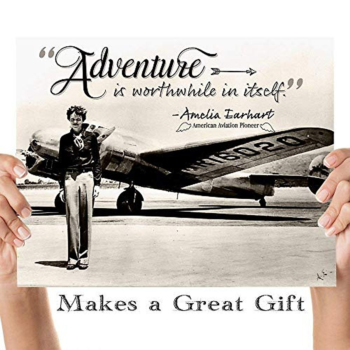 Amelia Earhart - Adventure - 11x14 Unframed Art Print - Great Gift Under $15 for Aviation Enthusiasts