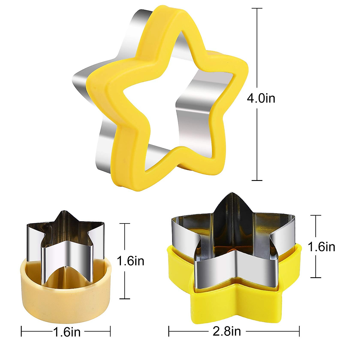 Star Cookie Cutters, Stainless Steel Star Shapes Baking Vegetable Shape Cutters, Mini & Medium & Large Star Cookie Cutters, Five-pointed Star Biscuit Molds，Vegetable Cutters Shapes Set for Kids Baking