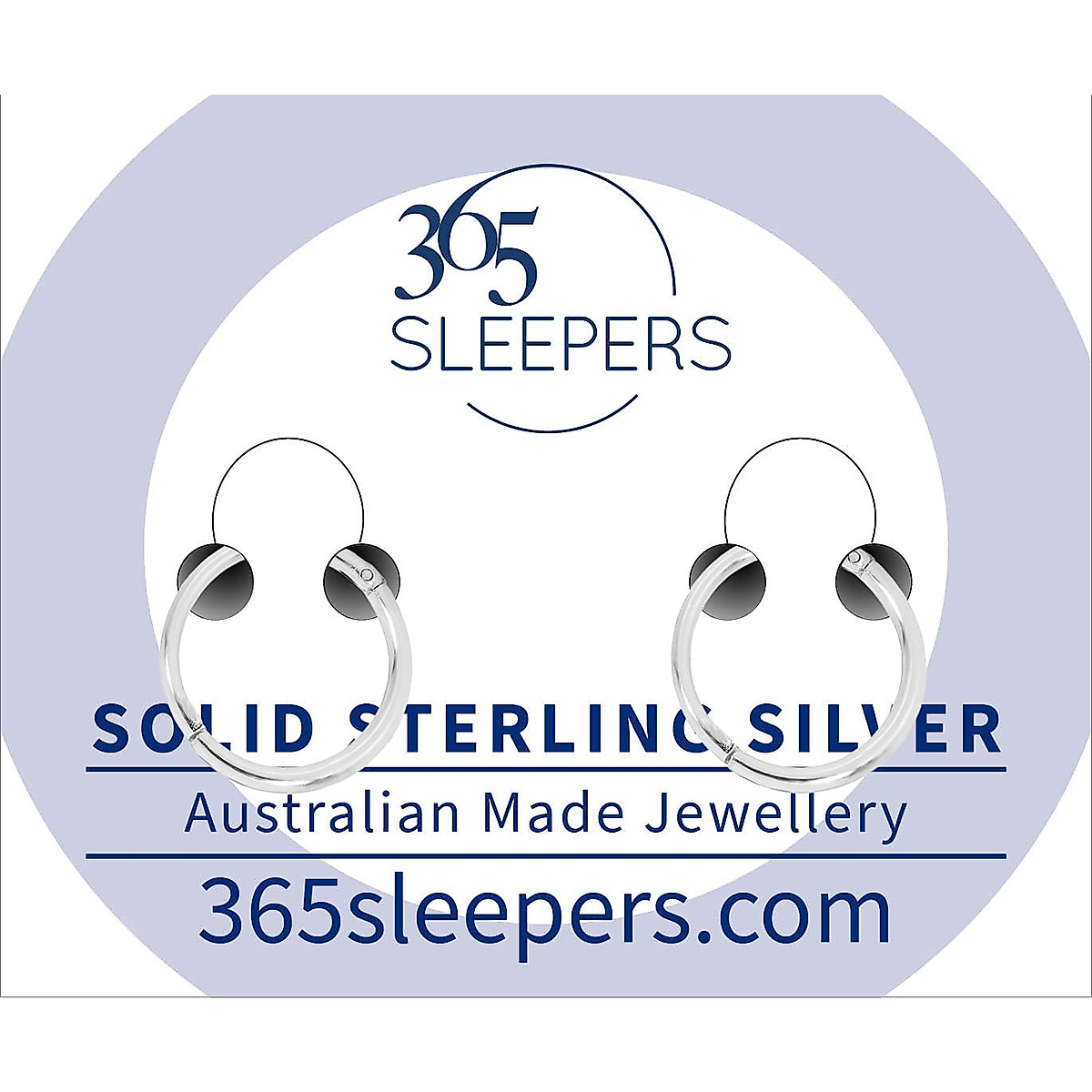 365 SLEEPERS Sterling Silver Unisex Hinged Hoop Nose Helix Tragus Lip Ring Sleeper Earrings - Hand Made In Australia - Nickel Free Hypoallergenic - 8mm - 10mm - 12mm