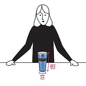 BUILT 24 Ounce Shasta Double Wall Vacuum Insulated Stainless Steel Coffee and Water Tumbler with Easy to Clean Flip to Open Tritan Lid, Black and Gray