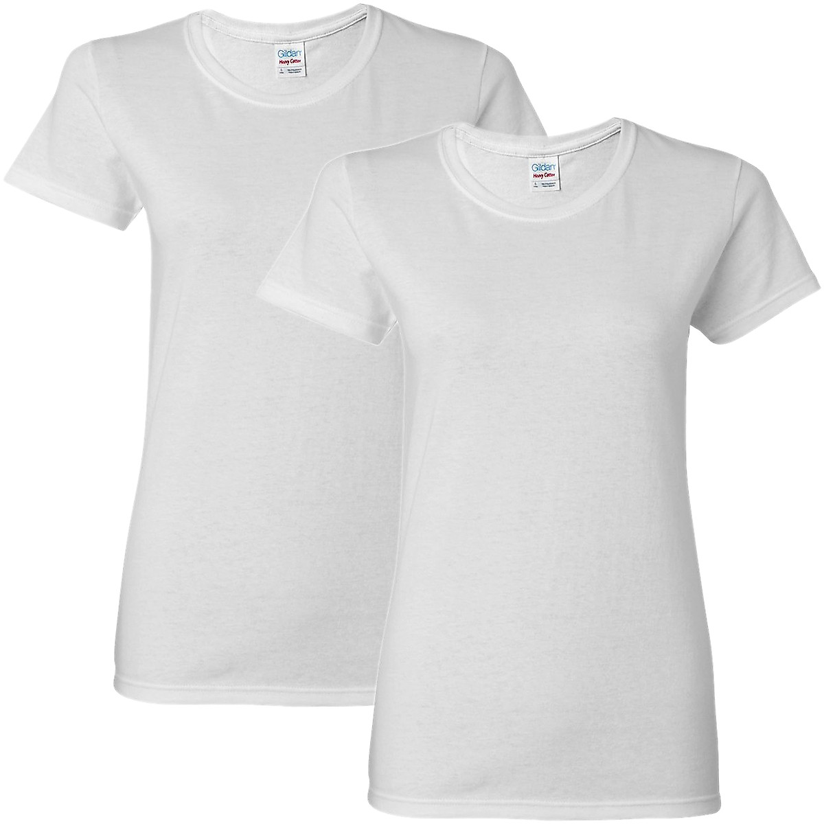Gildan Women's Heavy Cotton T-Shirt, Style G5000L, 2-Pack, White, X-Large
