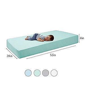 2 Pack Jersey Crib Sheets Set, Stretchy Jersey Knit Crib Fitted Sheet for Boys and Girls, Size 28 x 52 in, Baby Sheets Fit Standard Crib and Toddler Bed (Aqua Grey)