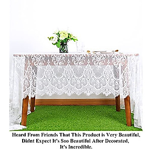 Vintage-Lace-Tablecloth 60x120-Inch Small Lace Rectangle Tablecloth Lace Boho Print Tablecloth Lace Overlay Tablecloth Lace Table Runner Overlay