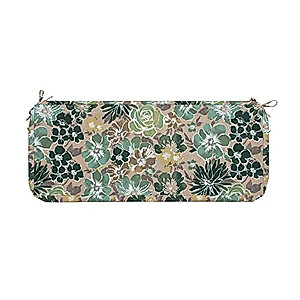 Magpie Fabrics Patio Bench Loveseat Cushion Covers (Replacement Cover only, No Insert!), Waterproof Fade Resistant Swing Cushion Slipcover with Ties(45x18x3 Inch, Green Floral)