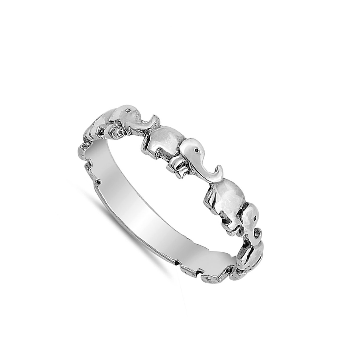 Cute Elephant Boho Dainty Stackable Ring Sterling Silver Band Size 12