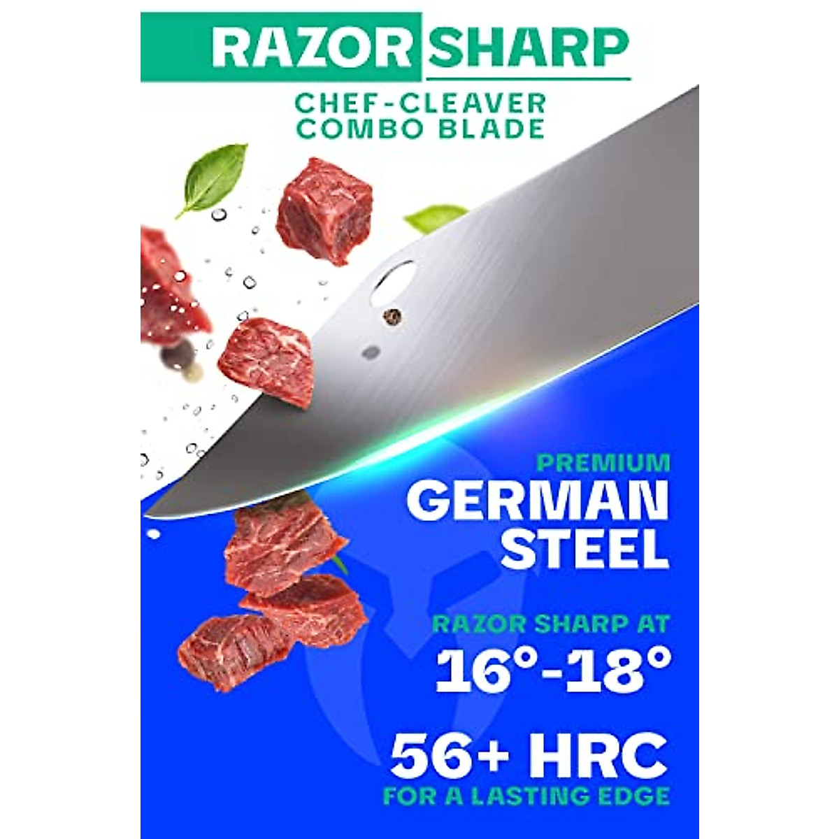 Dalstrong Chef & Cleaver Knife - 8 inch - The Crixus - Gladiator Series Elite - German HC Steel - Hybrid Razor Sharp Kitchen Knife - Black G10 Handle - Sheath Included - Chef Knife - NSF Certified