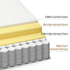 Zinus 13 Inch Euro Top Pocket Spring Hybrid Mattress / Pressure Relief / Pocket Innersprings for Motion Isolation / Bed-in-a-Box, King