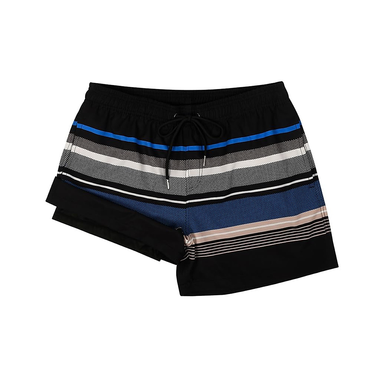 MADHERO Mens Swim Trunks with Compression Liner 2 in 1 Quick Dry Swimming Shorts Swimwear Striped Size M