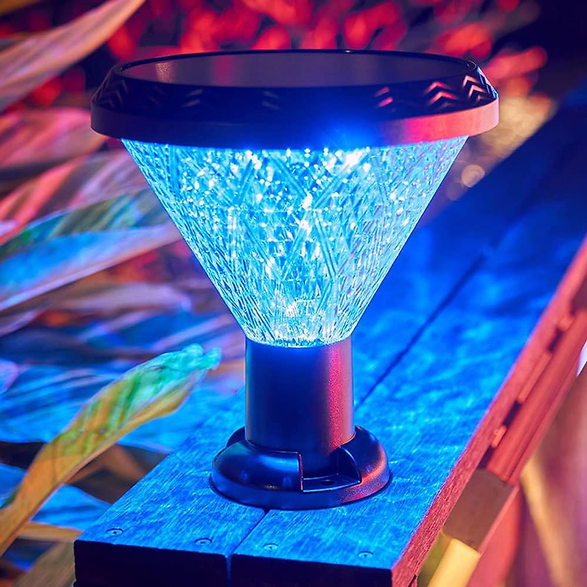 MODEBHD Nordic Entry Front Door Pillar Lamp, Creative Yard Landscape Column Light, Personality Entryway Solar Light, Decoration Pathway Post Light, RGB Outdoor Lighting