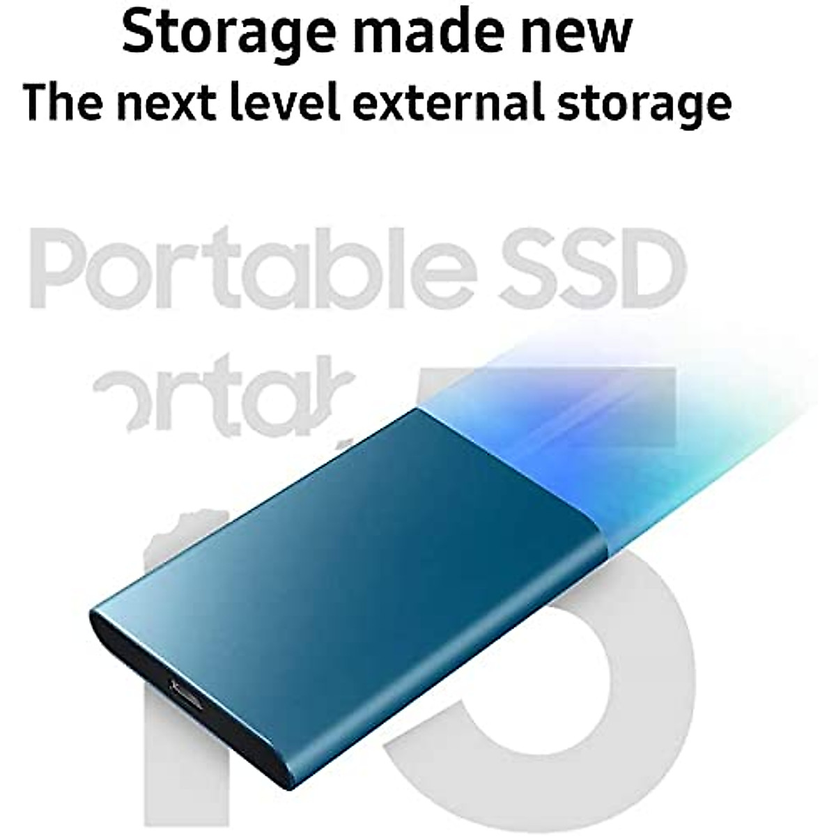 GENSER 2TB Portable SSD - Up to 540MB/s - USB 3.1 High-Speed Read Write Portable SSD External Hard Drive 2000GB, Mobile External Solid State Drive Blue (2TB, Black)