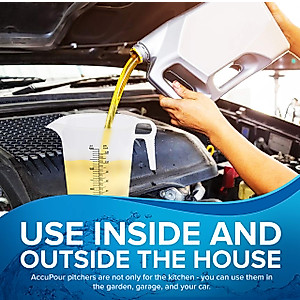 ACCUPOUR 32oz (1 quart) Measuring Pitcher, Plastic, Multipurpose - Great for Chemicals, Oil, Pool and Lawn - Ounce (oz) and Milliliter (mL) Increments (1000 mL)