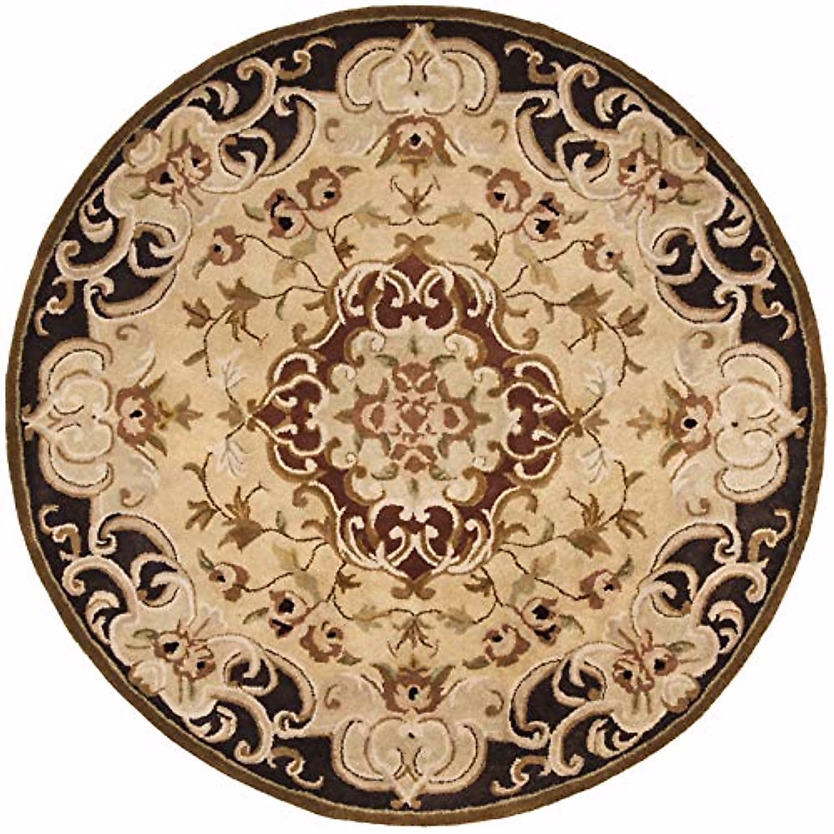 SAFAVIEH Classic Collection 6' Round Gold / Cola CL234B Handmade Traditional Oriental Premium Wool Area Rug