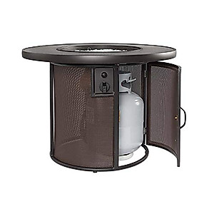 The Outdoor Greatroom Company Brown Stonefire Round Gas Fire Pit Table - Modern Outdoor Fire Pit for Patio - 55,000 BTUs