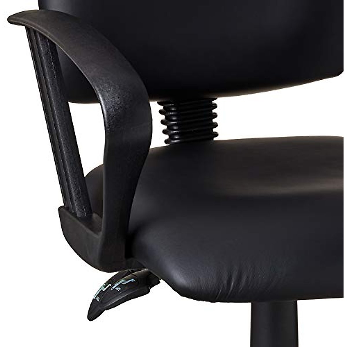 Boss Office Products Multi-Function LeatherPlus Drafting Stool with Loop Arms in Black