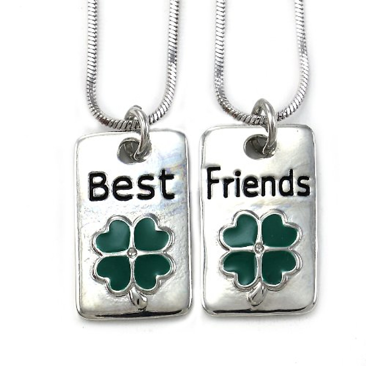 Soulbreezecollection St. Patrick's Day Irish Good Luck Shamrock Four Leaf Clover Best Friend Forever Necklace