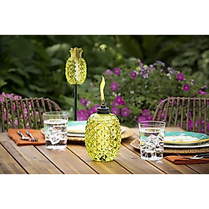 TIKI Green Brand Convertible Torch Glass Pineapple Outdoor Decorative Lighting for Lawn Patio Garden, 65 in, 1117095