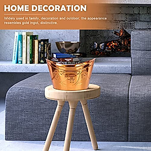 Beavorty 1pc Sacrificing Home Iron Porsperity Luck Burner Leaf Bucket Office Metal Backyard Wealth Bao Yuan Shui Burn Golden Buddhist Burning Pit Garden Bin Supplies Funeral Bonfire