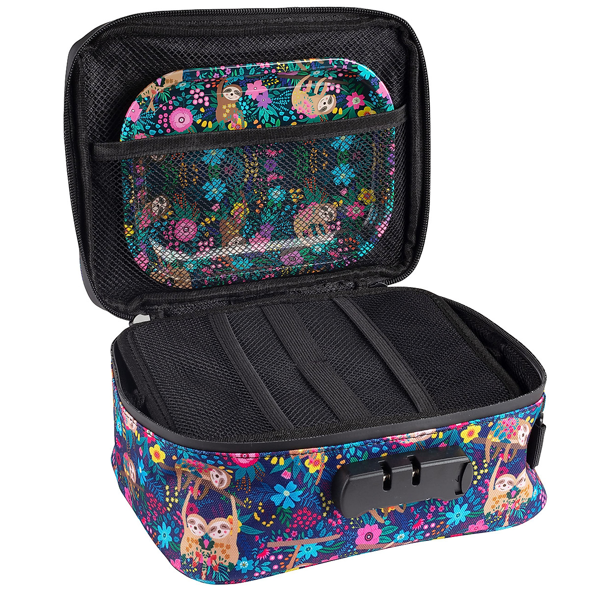 Stash House OG Sloth Locking Smell Proof Bag with Tray and Shoulder Strap. Includes 3 Digit Combo Lock - 100% Smell Proof