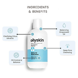 natural outcome Oily Skin Cleanser | Oil Control Daily Face Wash | Pore Hydrating Non-Greasy Cleansing Gel with Purifying Citrus Extracts for Oily Skin Types | Sulfate & Cruelty Free | 8 oz