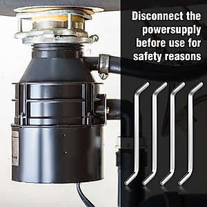 4 Pcs Garbage Disposal Wrench Tool, Garbage Disposal Tool Metal Garbage Disposal Parts for Kitchen Sink, Food Garbage Disposal, Garbage Disposal Repair (Silver)