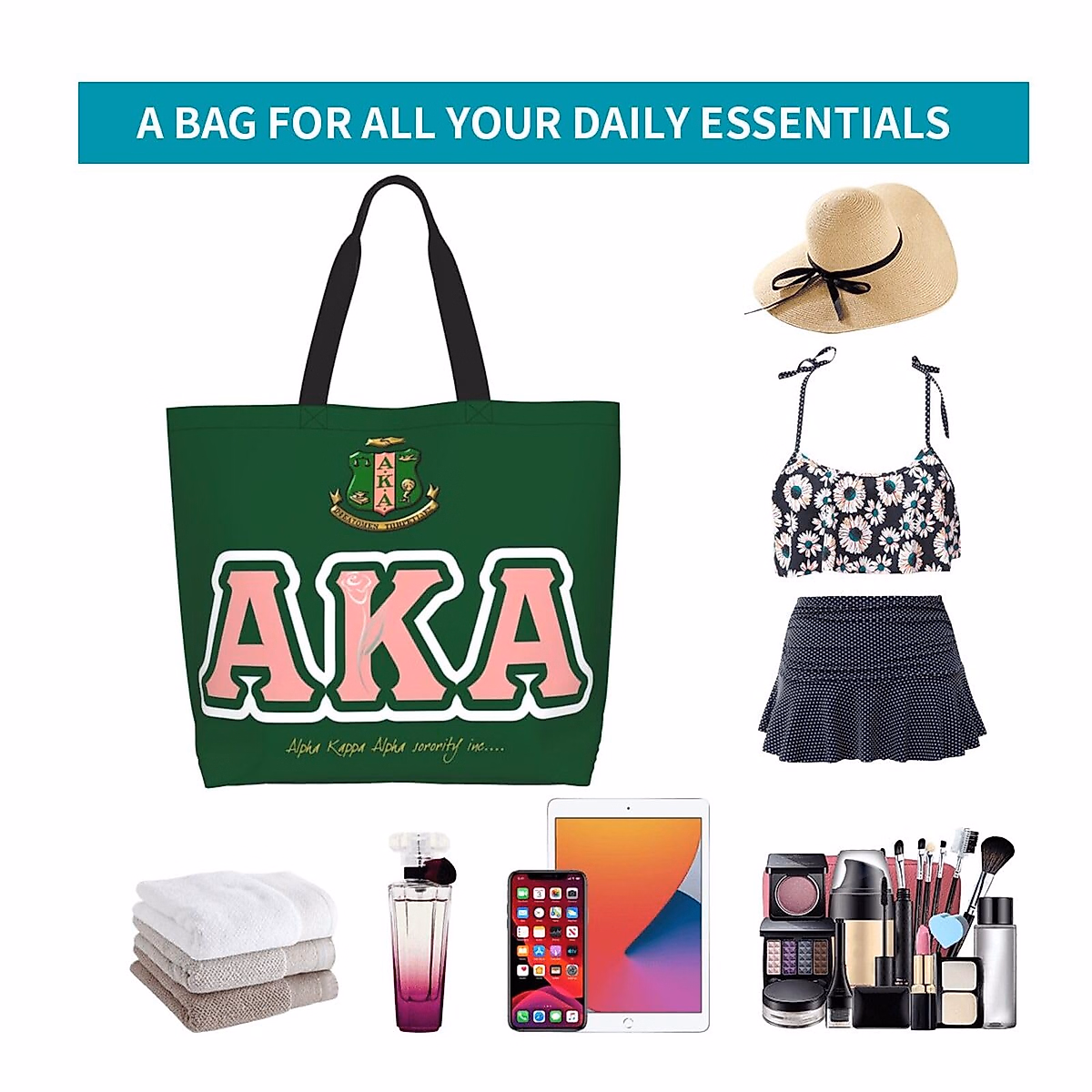 VFUYXQI Woman Sorority Gifts Tote Bag Travel Totes Bag Foldable Reusable Canvas Storage Bag Shopping Tote for Women