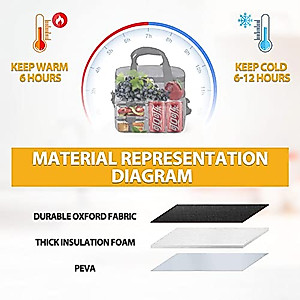 Insulated Lunch Cooler Box for Men/Women, Dual Compartment, 15L Capacity, Adjustable Shoulder Strap, 12 Hour Hot/Cold, Grey