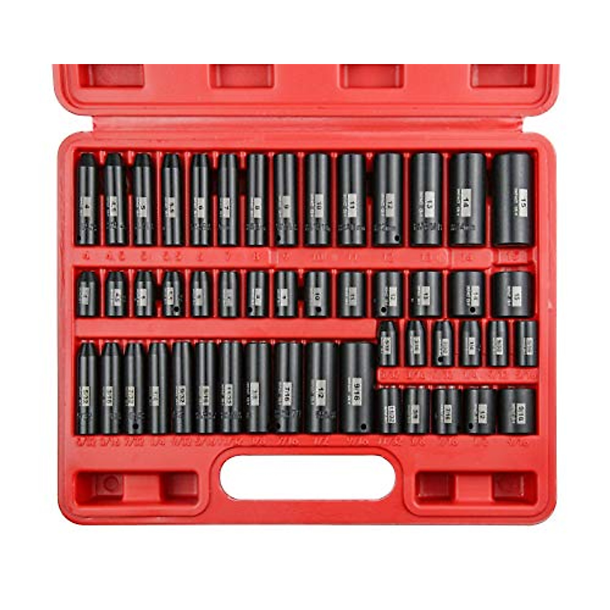 SEKETMAN 50-Piece 1/4" Inch Drive Deep And Shallow Impact Socket Set, SAE/Metric(5/32-Inch to 9/16-Inch and 4-15mm),CR-V-50BV30