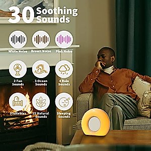 DailyBody Sound Machine White Noise Machine with 30 Soothing Sounds 12 Colors Night Light 36 Levels Volume 5 Timers & Memory Function Effectively Blocks Noise Ideal Sleep Machine for Baby Kids Adults
