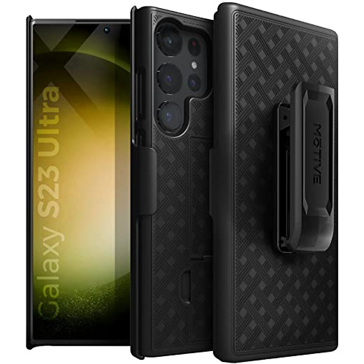 MOTIVE for Samsung Galaxy S23 Ultra Holster Case, Belt Clip Case for S23 Ultra, Shell Holster Combo, Slim Rugged Drop Shockproof Protective Cover with Kickstand (6.8") | Ranger Series