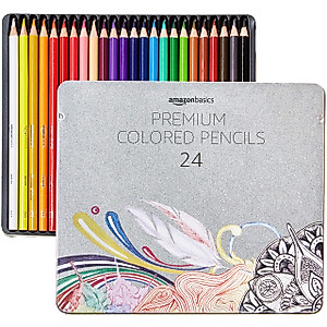 Amazon Basics Premium Colored Pencils, Soft Core, 24 Count (Pack of 1)