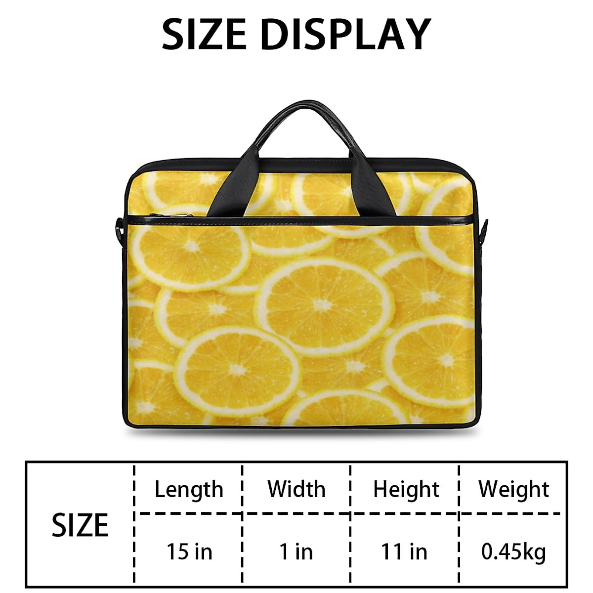 Lemon Fruit Laptop Computer Bag Waterproof Shoulder Messenger Bag 13-15 inch Durable Laptop Tote Bag with Shoulder Strap Handle Lightweight Crossbody Briefcase