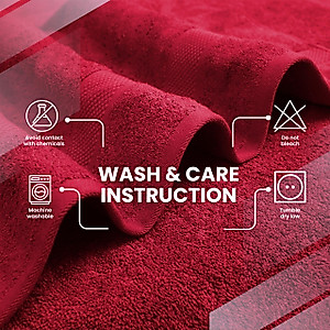 Infinitee Xclusives Luxury 100% Ring-Spun Cotton Bath Towels Set of 4 (27x54 inches) – Soft, Absorbent & Quick-Drying Towels for Bathroom, Gym, Spa & Hotel Use (Intimate Red)