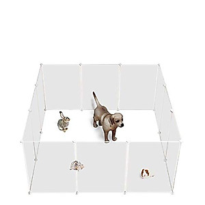 ALLISANDRO Small Pet Playpen, Small Animal Cage for Indoor Outdoor Use, Foldable Yard Fence for Small Animal, Puppy, Kitten, Guinea Pigs, Bunny, Turtle, Hamster,Transparent,12 Playpen, 20X28
