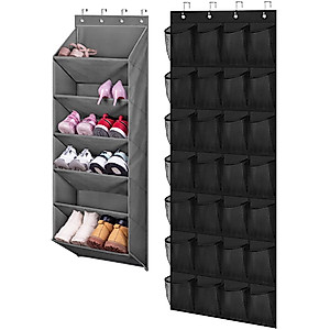 MISSLO Over The Door Shoe Organizer with Deep Pockets and 28 Large Pockets Hanging Shoe Organizer Over The Door Shoe Rack for Closet