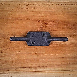 Renovators Supply Manufacturing Cleat Hooks 4 in. Black Wrought Iron Cord Rope Holder for Window Blinds or Flagpoles with Screws