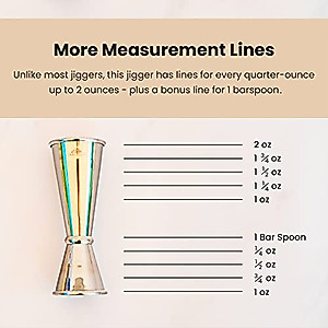 A Bar Above Bar Jigger - Finished Japanese Jigger with Measurements Inside - Cocktail Measuring Jigger - Steel Measuring Tool for Bartenders - Jigger 2 oz 1 oz - Jiggers and Pourers