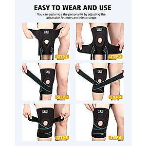 NEENCA Knee Braces for Knee Pain Men & Women, Adjustable Knee Support with Patella Gel Pad & Side Stabilizers, Medical Knee Wrap for Arthritis, Meniscus Tear, ACL, Pain Relief, Running, Sports. ACE-54