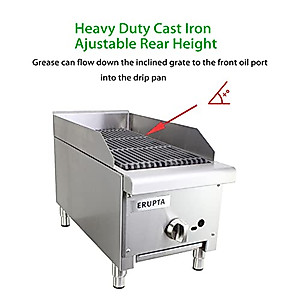 ERUPTA Commercial gas Charbroilers 12'' Natural/Propane Gas grill with 1 Burners BTU 28,000 Restaurant Equipment