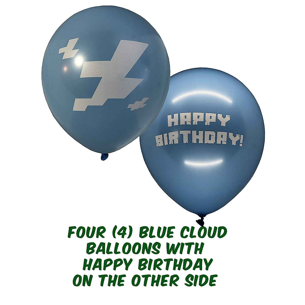 Party Ninja 24 Pack of Extra Large Pixel Miner Crafting Birthday Balloons - Double Sided Prints - 12" Party Balloons For Birthday Party Decorations