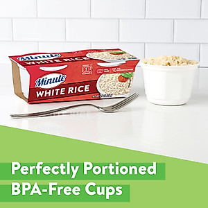 Minute Ready-to-Serve White Rice, Microwavable Rice Cups, 4.4-Ounce Cups, 2 Count, (Pack of 8)