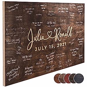 USA Custom Gifts Personalized Wedding Guest Book Alternative with Couple's Names & Date, 5 Colors, 4 Sizes, Rustic Wedding Decorations, Includes Signing Marker, D1