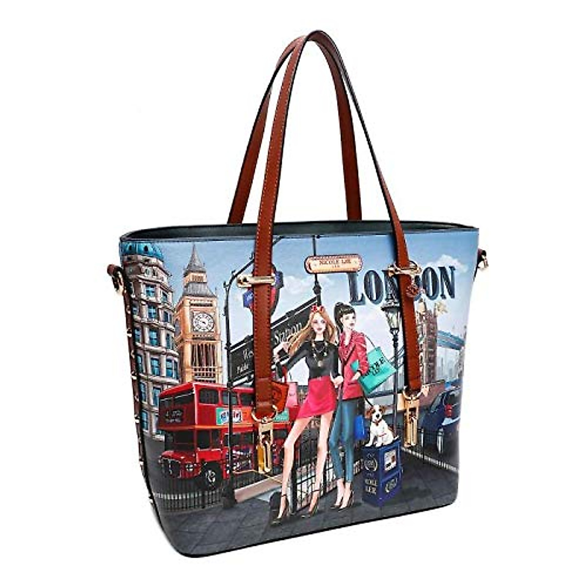 Nicole Lee FASHION WOW IT'S LONDON PRINT SHOPPER BAG