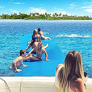 ECOTOUGE 9'x 6' Floating Water Mat, 3-Layer XPE Foam Water Floating Pad, Lily Pad Floating Mat for Water Recreation and Relaxing (Blue and Yellow)
