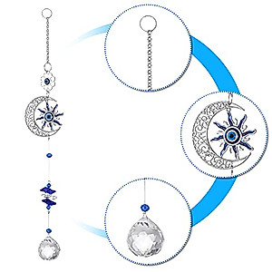 XINRUI Crystal Sun Catcher, Hanging Ornament Crystals Balls Prism Rainbow Maker for Home, Office, Garden Decoration, Window Decorations Decor(Moon)