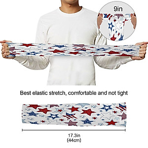 Dussdil Stars Us Flag Independence Patriotic Day Gardening Garden Sleeves Memorial 4th Of July Farm Arm Sleeves UV Sun Protection Cooling Sleeves for Women Men with Thumb Hole
