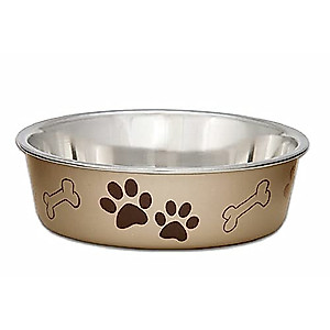 Loving Pets - Bella Bowls - Dog Food Water Bowl No Tip Stainless Steel Pet Bowl No Skid Spill Proof (Medium, Champagne)