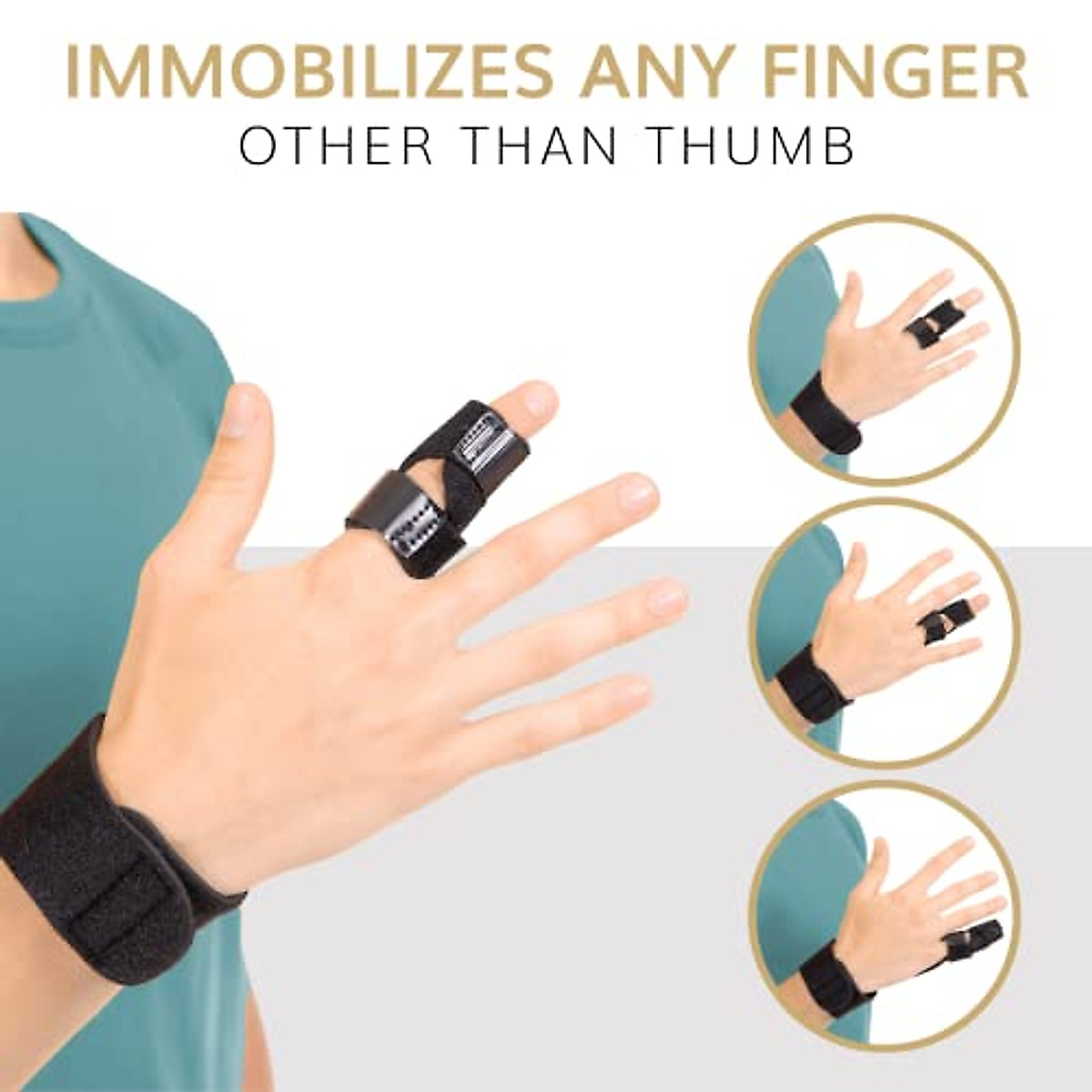 BraceAbility Finger Splint - Adjustable Support Guard for Jammed or Broken Knuckle Treatment, Medical-Grade Aluminum Immobilizer to Straighten Trigger Finger, Arthritis Pain Relief Brace (Universal)